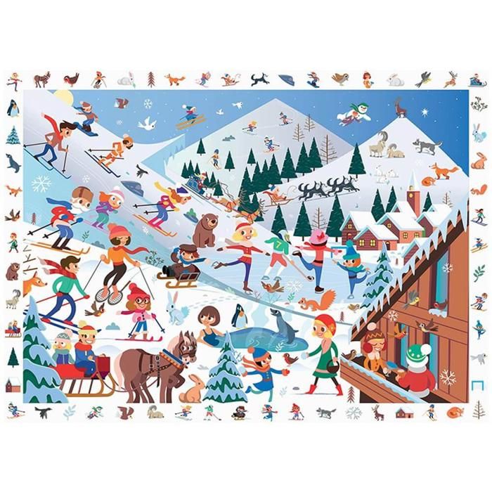 Puzzle 100 pièces : Cherche et Trouve : Sports d'Hiver - Cdiscount Jeux ...