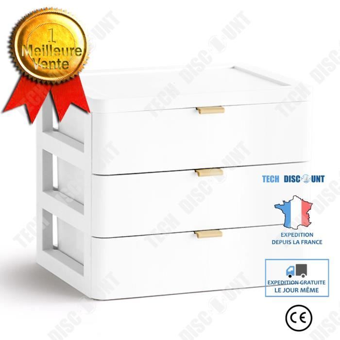 Commode de bureau à tiroirs en plastique - TECH DISCOUNT - Blanc ...