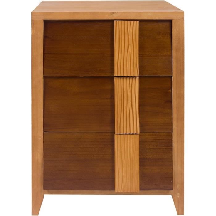 Commode Bois, Caisson De Rangement 3 Tiroirs, Design Moderne, Chambre A ...
