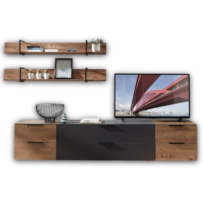 Mediana - Ensemble Complet De Mur De Salon - Aspect Cognac - Graphite ...