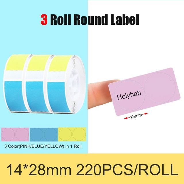 IMPRIMANTE,3 round color--Niimbot D11 étiquette thermique ronde, autocollant en papier, couleur ...