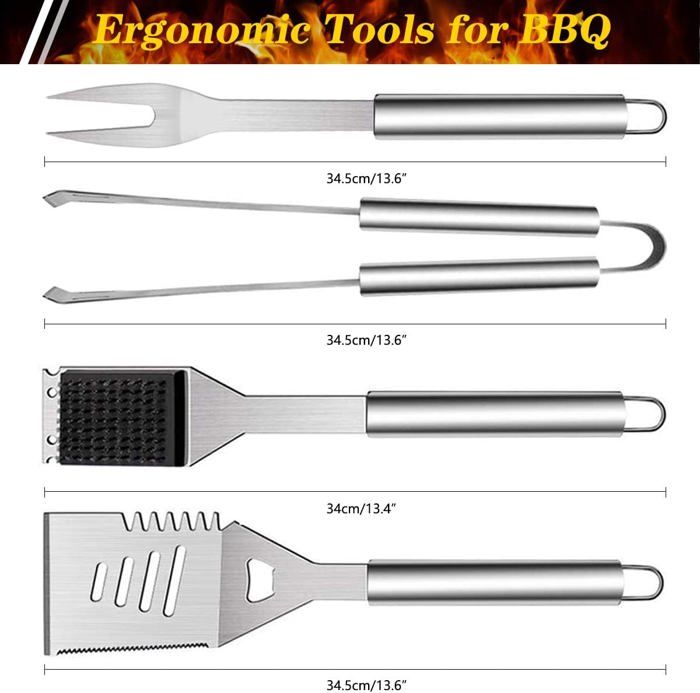 Qh 10 Pack Bbq Barbecue Tool Set,Stainless Steel Outdoor Barbecue Grill ...
