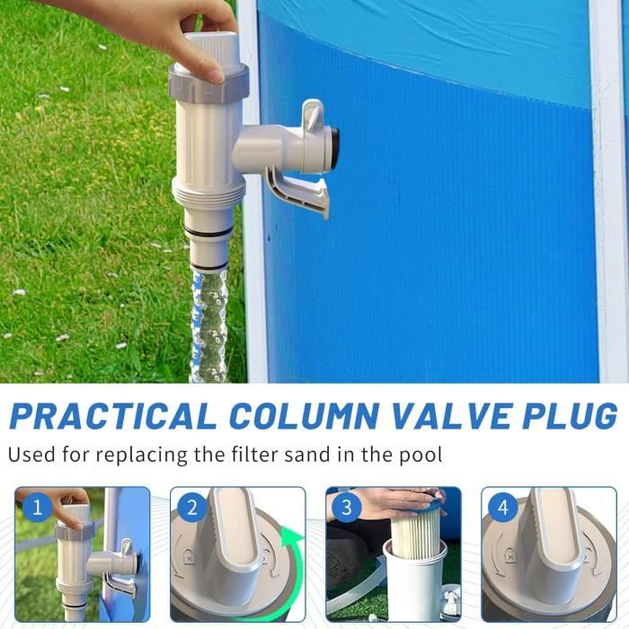 Lot de 2 valves à plunger Plus pour piscine hors-sol 2 en 1, valve à ...