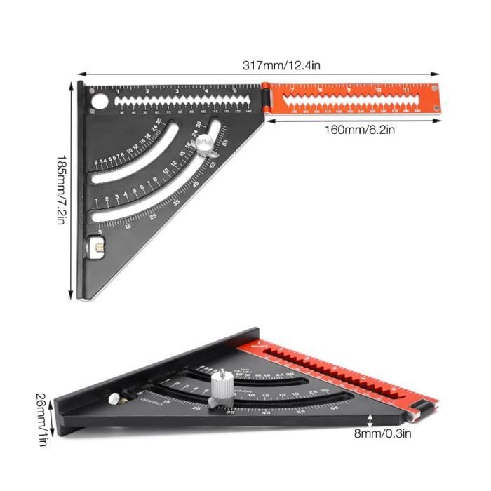 Equerre Menuisier Metal, Multifonction Équerre Menuisier Triangle, Aluminium Triangle Règle ...