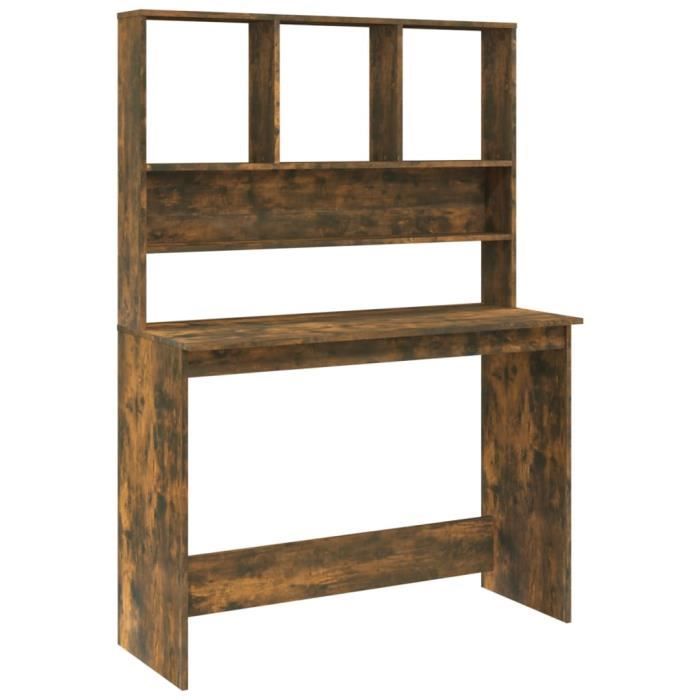 Cikonielf Bureau avec étagères Chêne fumé 110x45x157 cm Bois d ...