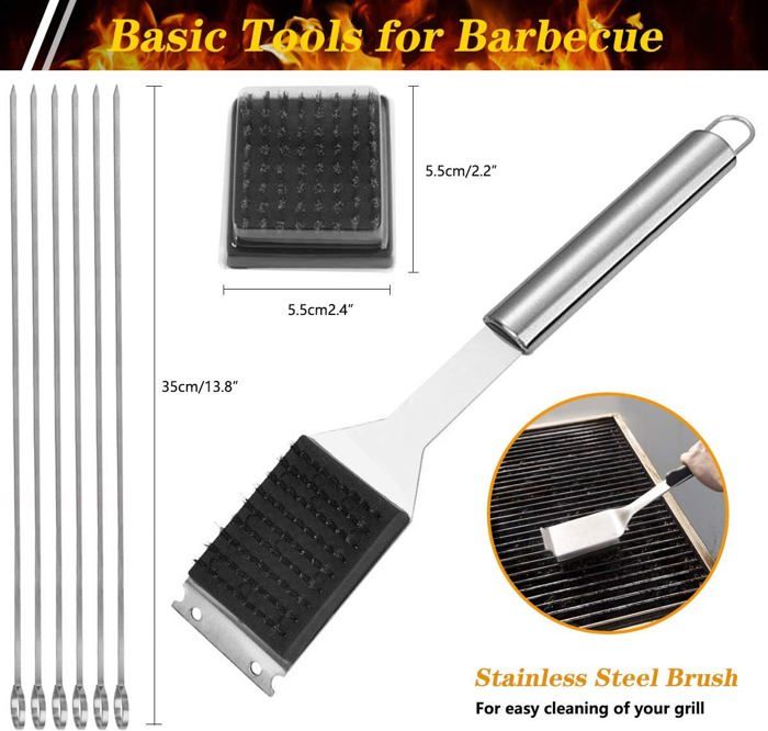 Qh 10 Pack Bbq Barbecue Tool Set,Stainless Steel Outdoor Barbecue Grill ...