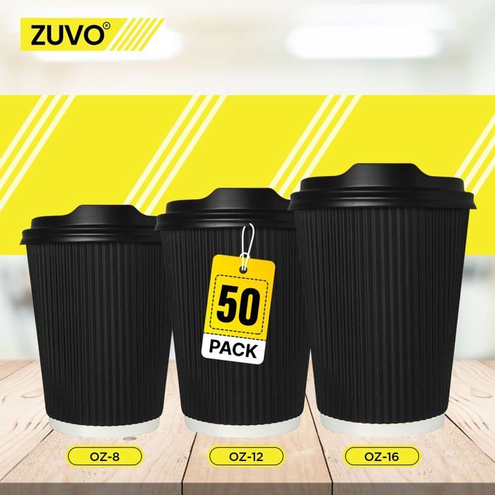 Zuvo [Lot de 50 tasses à café à emporter avec couvercles Gobelets ...
