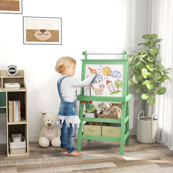 Tableau chevalet enfant 3 en 1 avec tableau blanc magnétique, tableau à ...