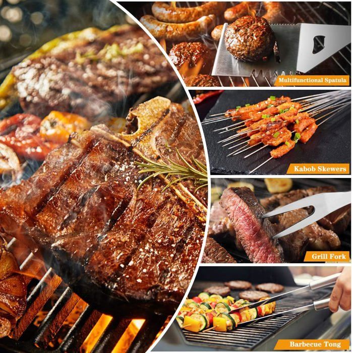 Qh 10 Pack Bbq Barbecue Tool Set,Stainless Steel Outdoor Barbecue Grill ...