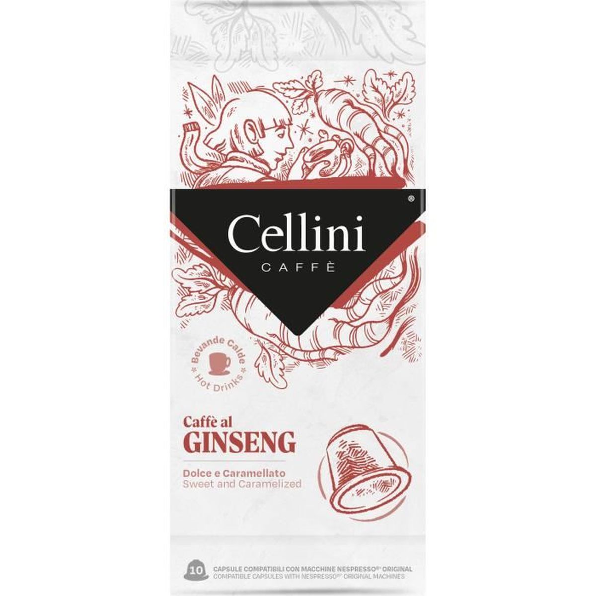 Cellini - 100 Capsules de Soluble Ginseng compatibles avec machines ...