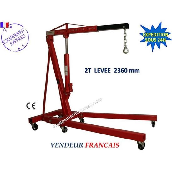 Chèvre d'atelier Grue de levage hydraulique pliante 2T - Cdiscount Auto