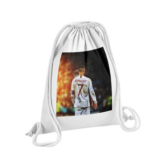 Sac de Gym en Coton Blanc Cristiano Ronaldo CR7 Football Star Arriere ...