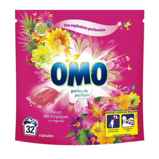Omo Lessive en capsules parfum fleurs des tropiques et magnolia x32 ...