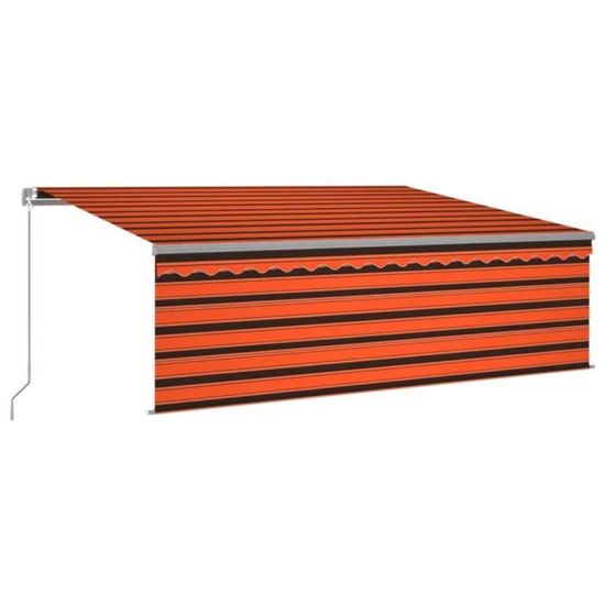 Auvent manuel rétractable et store LED 4,5x3 m Orange et marron 3069445 ...