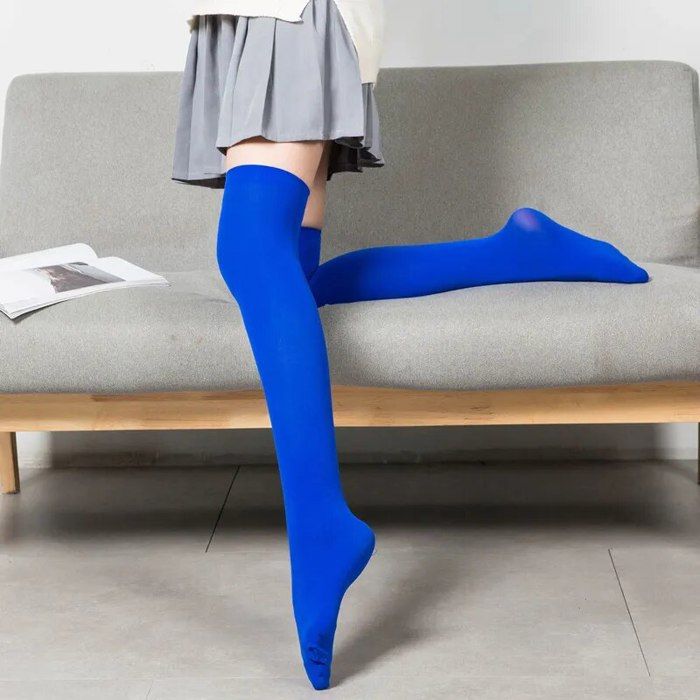 Chaussettes Longues Fines Pour Femmes Couleurs Acidulées Au Dessus Du