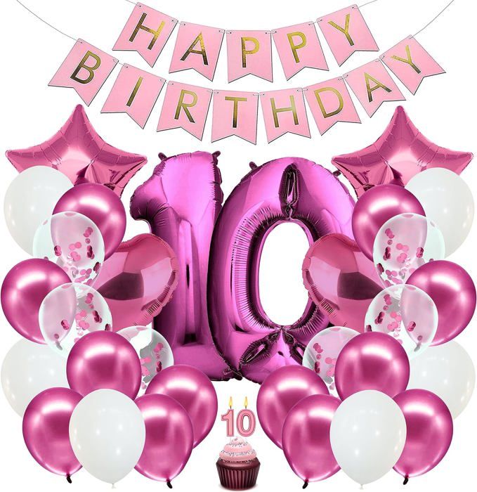 ® Decoration Anniversaire Fille 10 Ans Rose - Kit Anniversaire Fille ...