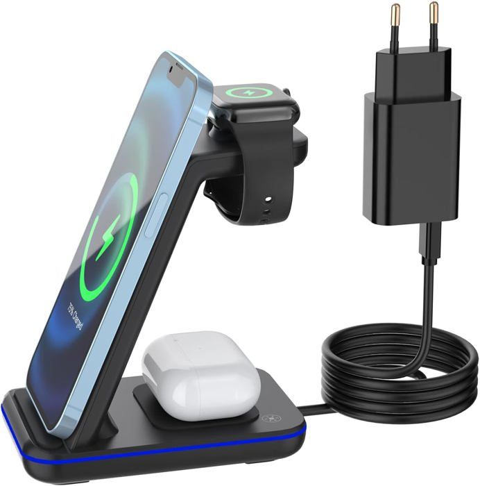 Wireless Charger, 3 In 1 Fast Wireless Charging Station With 20W ...