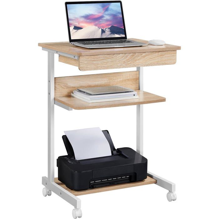 Computer Table Laptop Desk Rolling Workstation 56 x 51 x 79 cm with 1 ...
