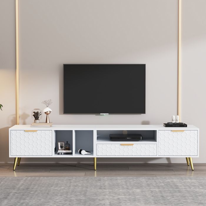 Support TV vertical moderne et luxueux avec motif mat en nid d'abeille ...
