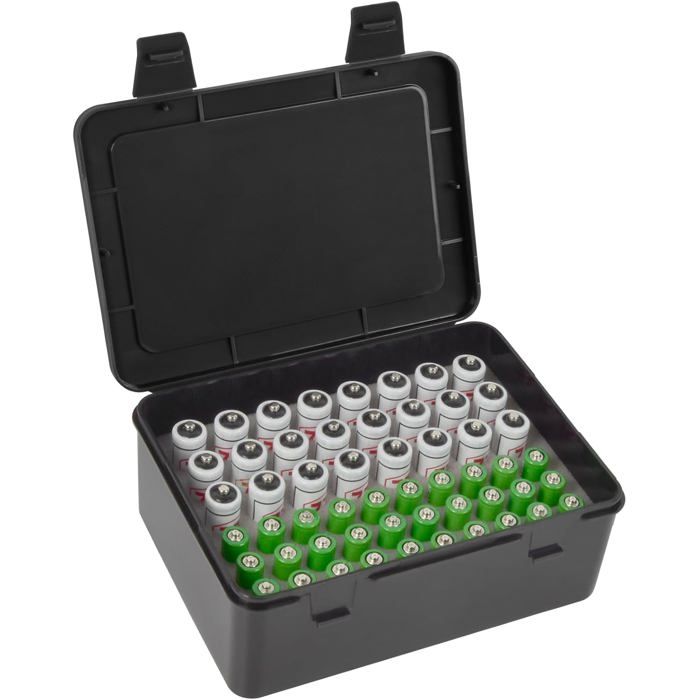 54 x AAA AA Battery Storage Box Storage Box for Batteries - Black ...