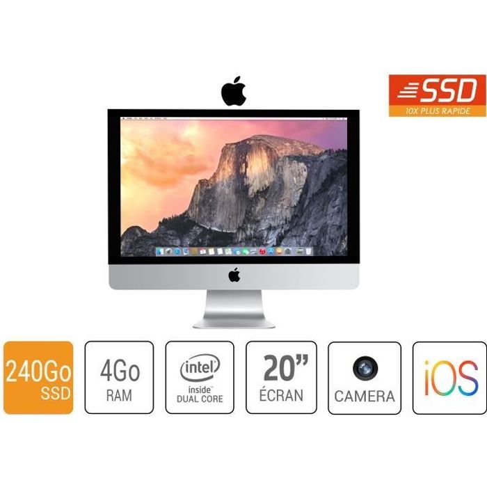 Imac apple a1224 20 pouce core 2 duo 4go ram 240 go disque dur SSD mac ...