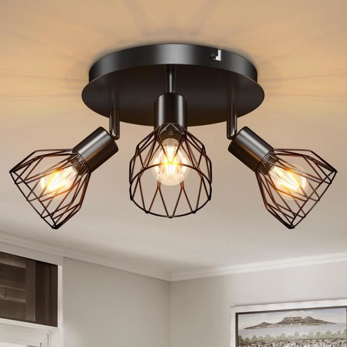 Plafonnier 3 Spots Orientables, Spot de Plafond Noir avec 3 Spots ...