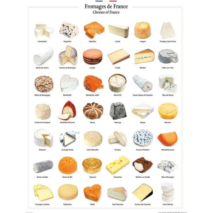 Fromage Poster Fromages De France Affiche Reproduction 80x60 cm [356 ...