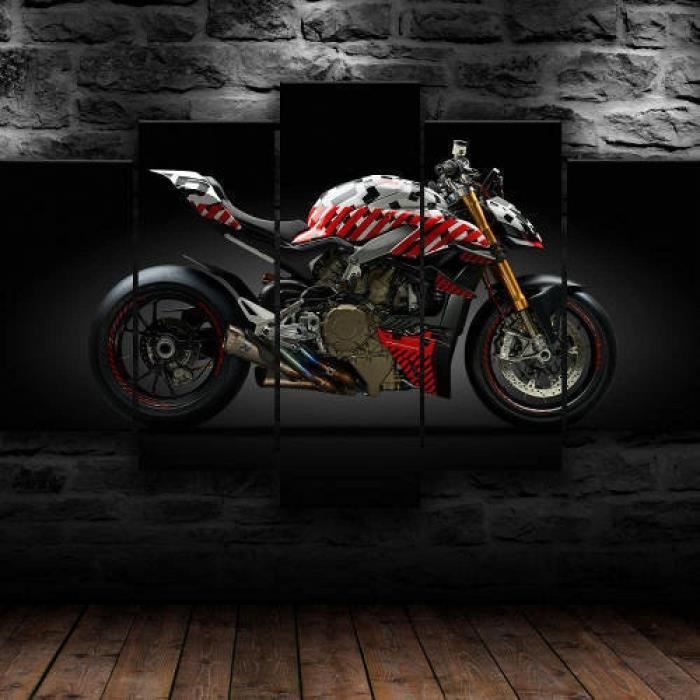 Decoration Murale 5 Parties Imprimé sur Toile Intissee Moto Sport Bike ...