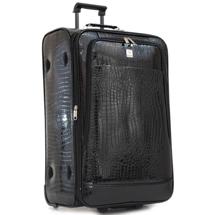 Valise Trolley 2 roues CROCO 70cm - Noir