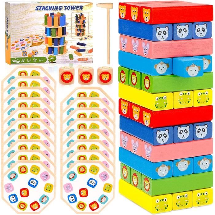 Jeu D'Empilage De Tour En Bois - Tour De Blocs Empilables En Bois, Jeux À Empiler Jouets D ...