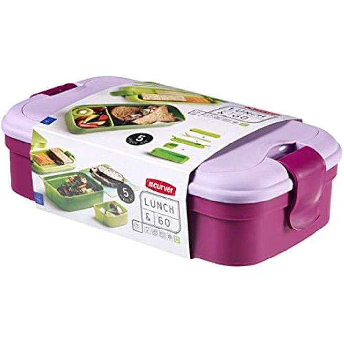 Bento avec couverts - CURVER - Parme - 23,5x13,5x6,3 cm - Design ...