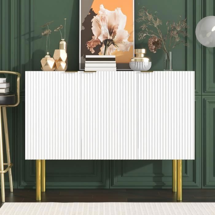 Buffet bas - DREAMMESPACE - 120x42x93cm - 3 portes - Étagères réglables ...