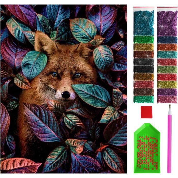 Diamond Painting - Renard Caché Dans Feuilles Colorées - 30X40 Cm \ 5D ...