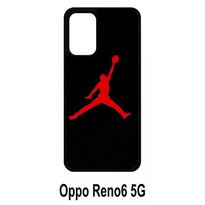 Coque oppo reno6 5g - jordan 23 logo rouge - silicone - noir ...