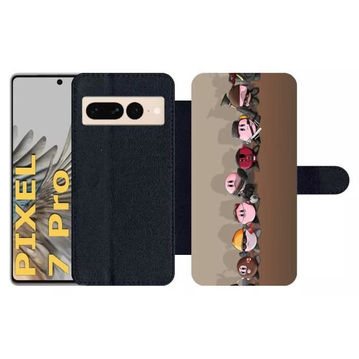 Etui à rabat pour pixel 7 pro - kirby héros - simili-cuir - noir ...