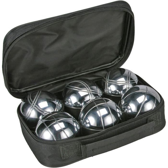 Unbekannt Set Boccia de 6 Boules de pétanque en métal de 720 g, mètre ...