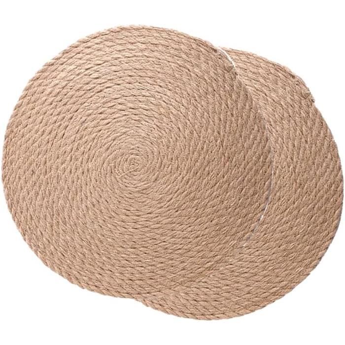 Lot De 2 Sets De Table Ronds En Lin Tissé Épais, Anti-Brûlure Pour ...