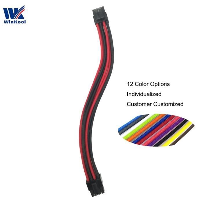 200mm-Brown -Câble multicolore pour CPU à 8 broches avec manches 3-4 ...
