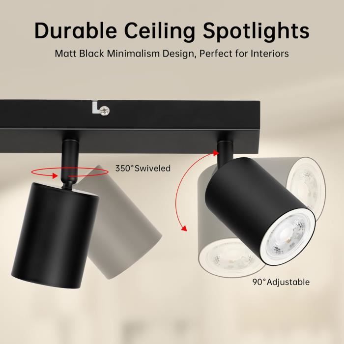 Rampe Spots et Rails de Spots, Spots de Plafond Double GU10 Orientable ...