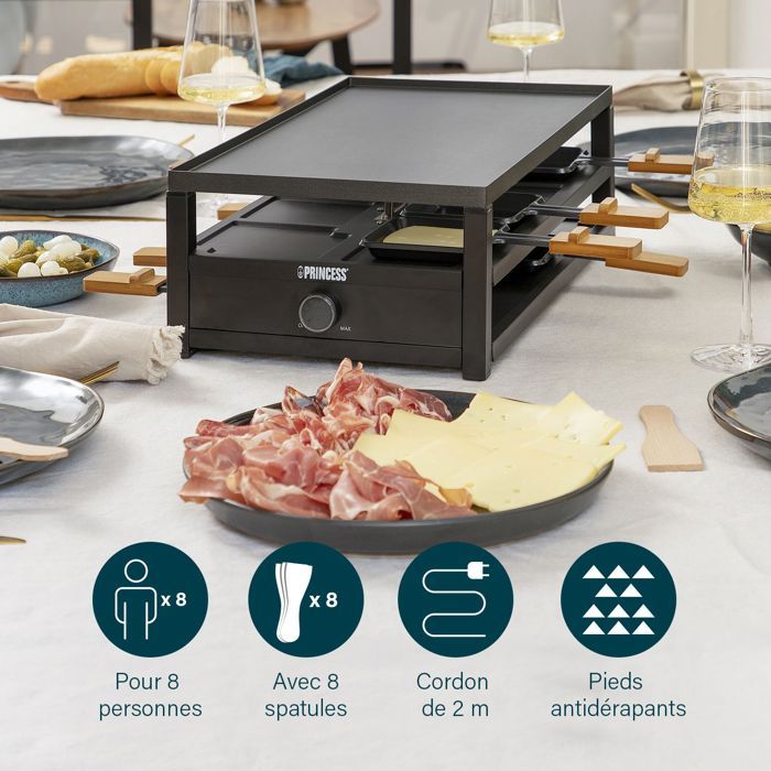 Appareil à raclette - Princess - 162655 - 8 personnes - 1300 Watt ...
