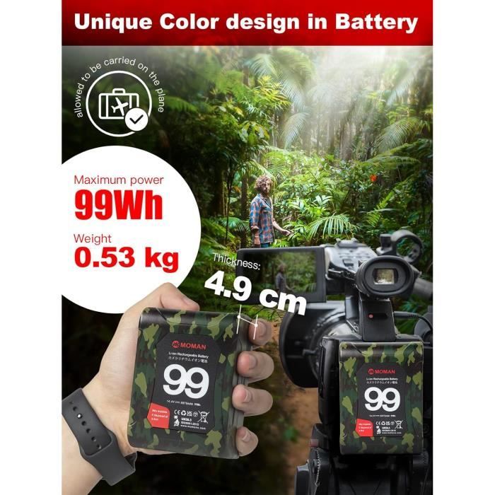 V-Mount Batterie, Power99 Camouflage, Battery V Lock 99Wh-14.4V 530G Pour Caméra Appareil Photo ...