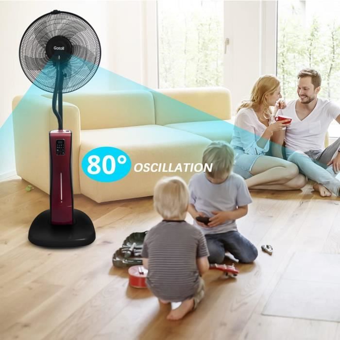 Ventilateur Brumisateur avec Télécommande, 2 en 1 Ventilateur sur Pied ...