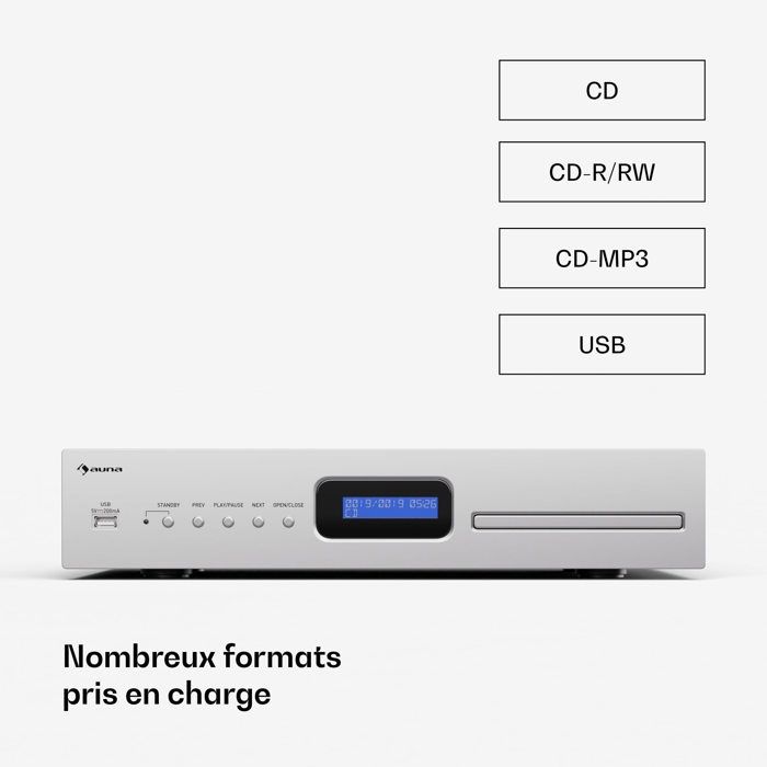 Lecteur CD Hifi Auna - Lecture CD-R/RW MP3 - Télécommande - Port USB ...