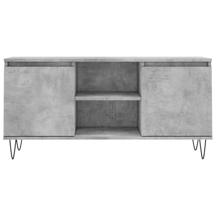 Meuble TV - GKK - gris béton 104x35x50 cm bois d'ingénierie ...