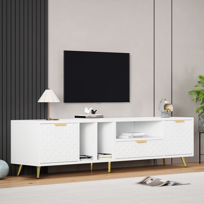 Support TV vertical moderne et luxueux avec motif mat en nid d'abeille ...