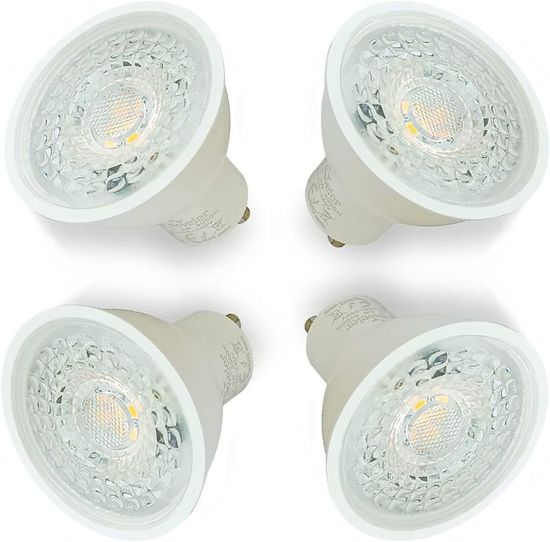 4x Ampoules LED GU10 5W Blanc froid 6000K quivalent un spot halogne 50W Ampoules LED GU10 430lm ...