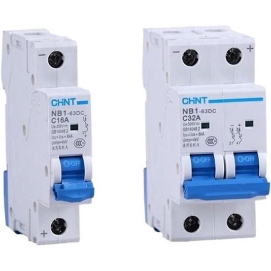 Mini Disjoncteur Mcb Nb1-63Dc 1P 2P Dc 12V 24V 250V For Système Pv (Solaire), 10A 16A 20A 32A ...