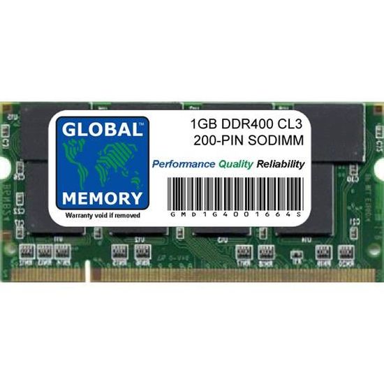 1Go DDR 400MHz PC3200 200-PIN SODIMM MÉMOIRE POUR ORDINATEURS PORTABLES ...