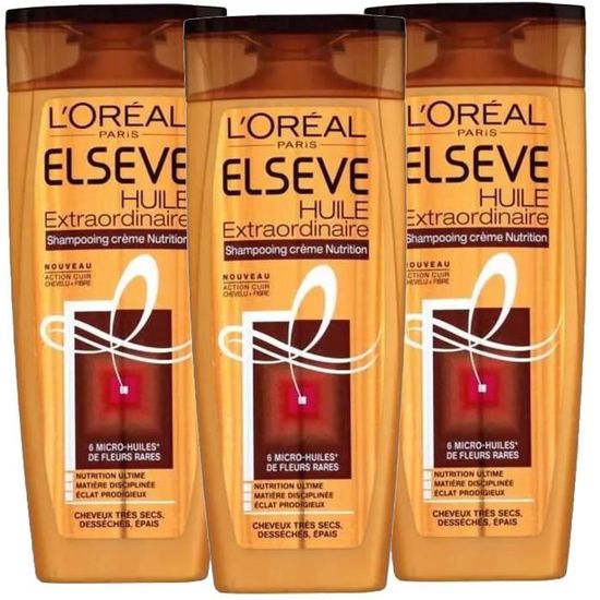 (Lot de 3) L'Oréal Paris Elseve Huile Extraordinaire Shampoing Jojoba ...
