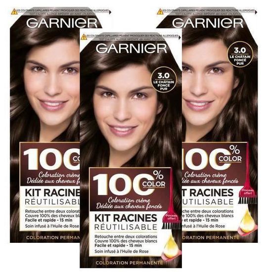 (Lot de 3) GARNIER Mini kit Coloration permanente 100% brun racine ...